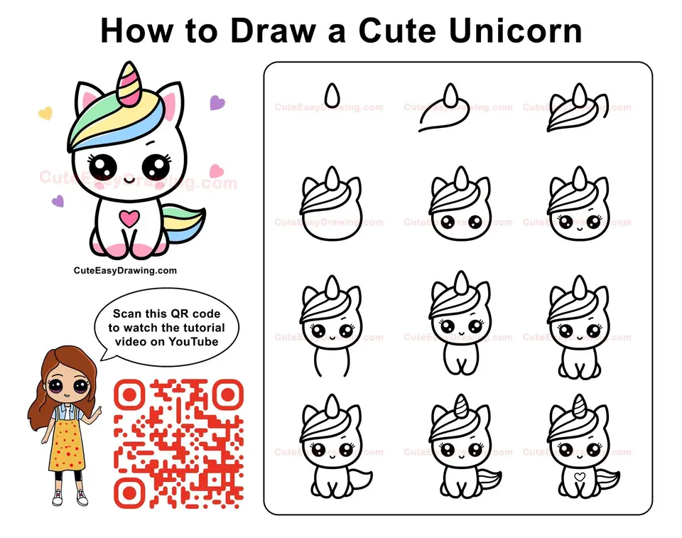How To Draw A Cute Unicorn – Step-by-Step Guide For Beginners 🦄🎨 - Cute ...